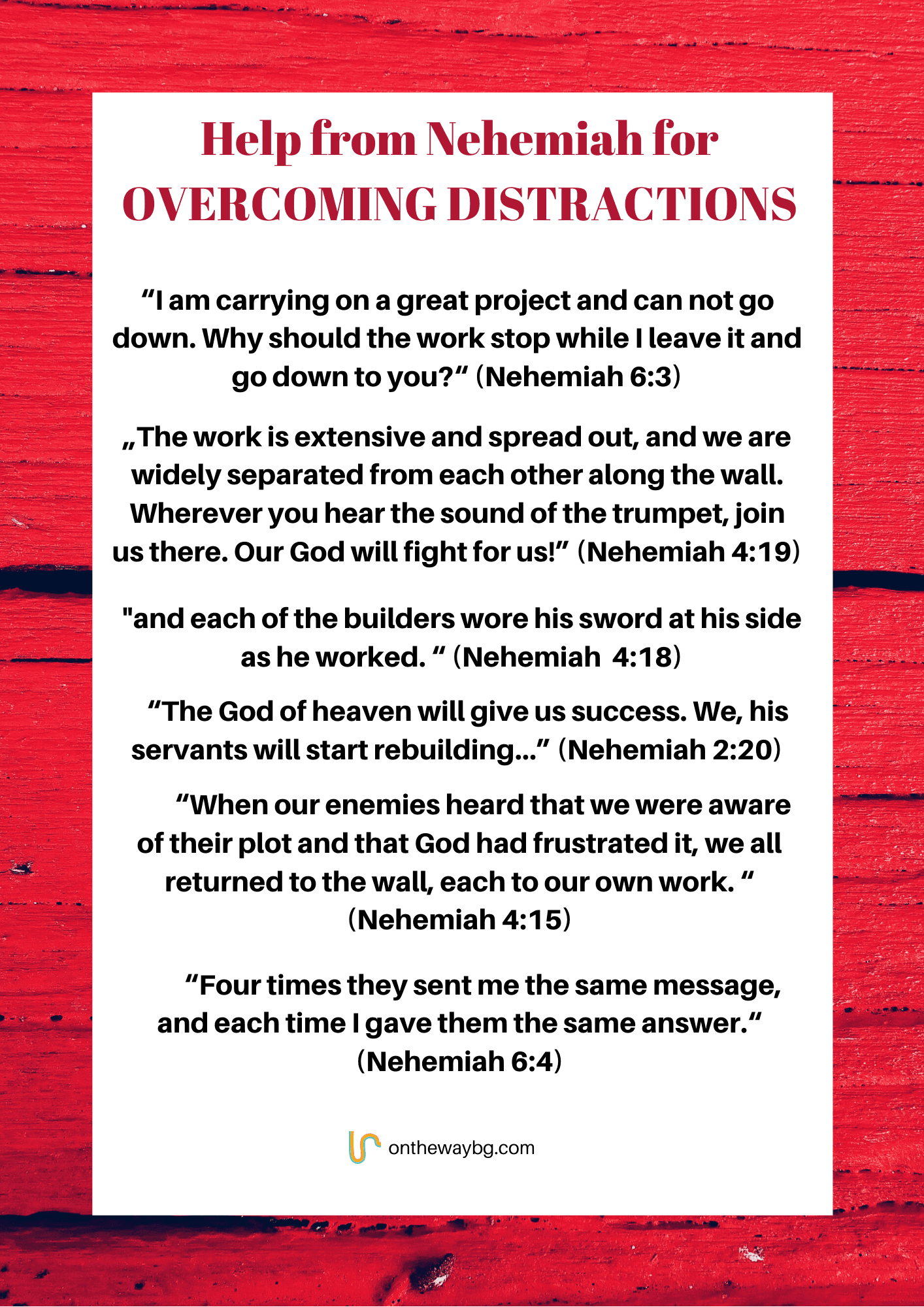 Overcoming Distractions – Lessons from Nehemiah - Ontheway blog
